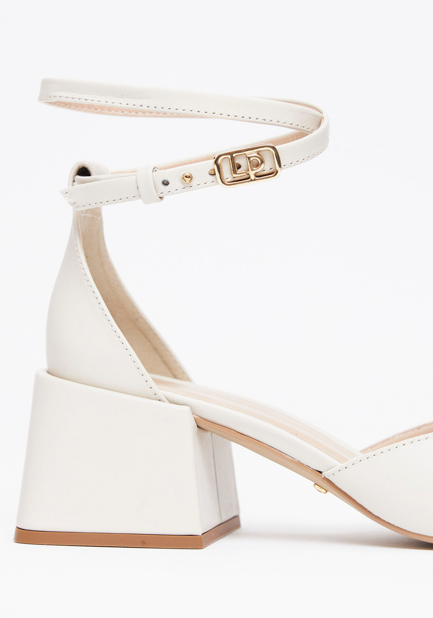 Scarpin Salto Bloco Couro Enfeite Lp - Lança Perfume