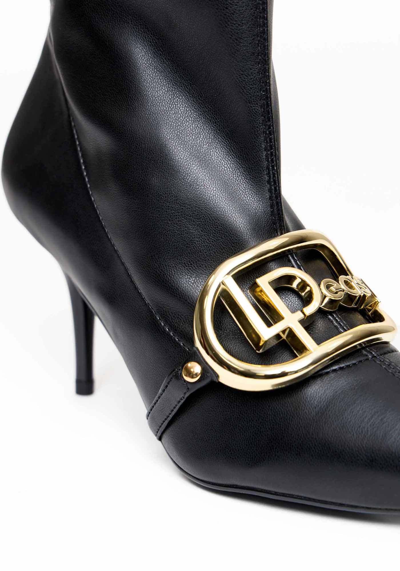 Bota Salto Fino Com Logo Metalizada - Lança Perfume